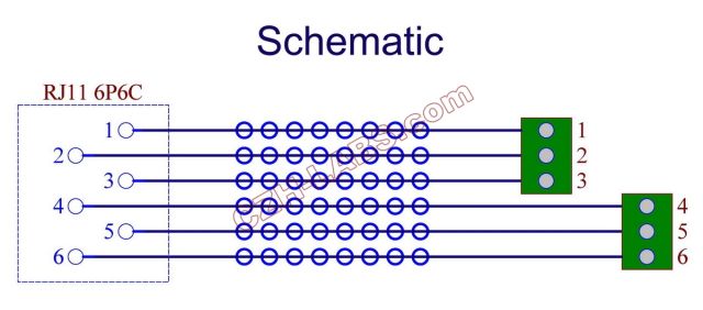 Slim DIN Rail Mount RJ11/RJ12 6P6C Breakout Board Interface Module.