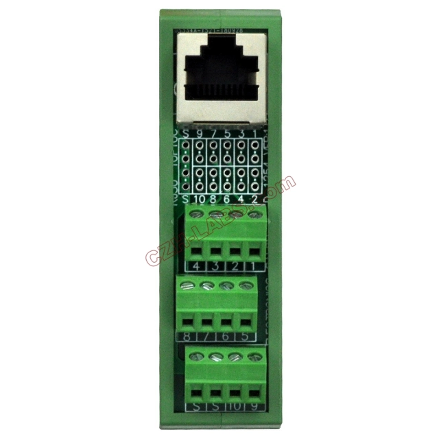 Slim DIN Rail Mount RJ50 10P10C Breakout Board Interface Module.