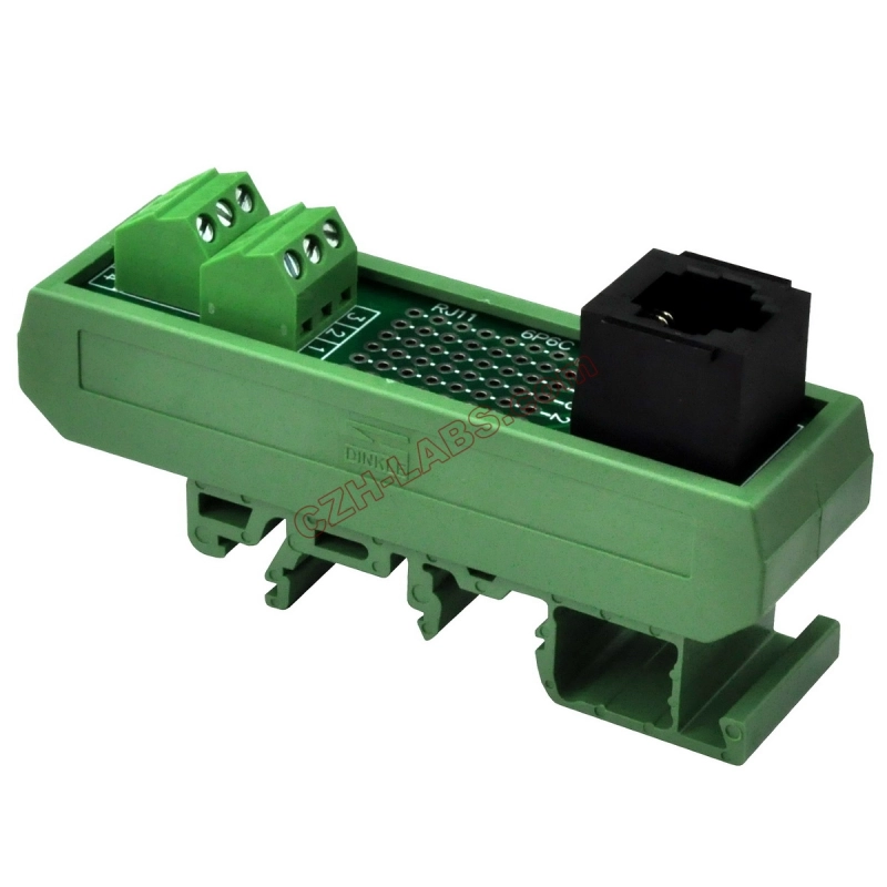 Slim DIN Rail Mount RJ11/RJ12 6P6C Breakout Board Interface Module.
