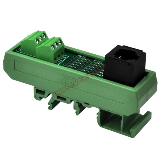 Slim DIN Rail Mount RJ11/RJ12 6P6C Breakout Board Interface Module.