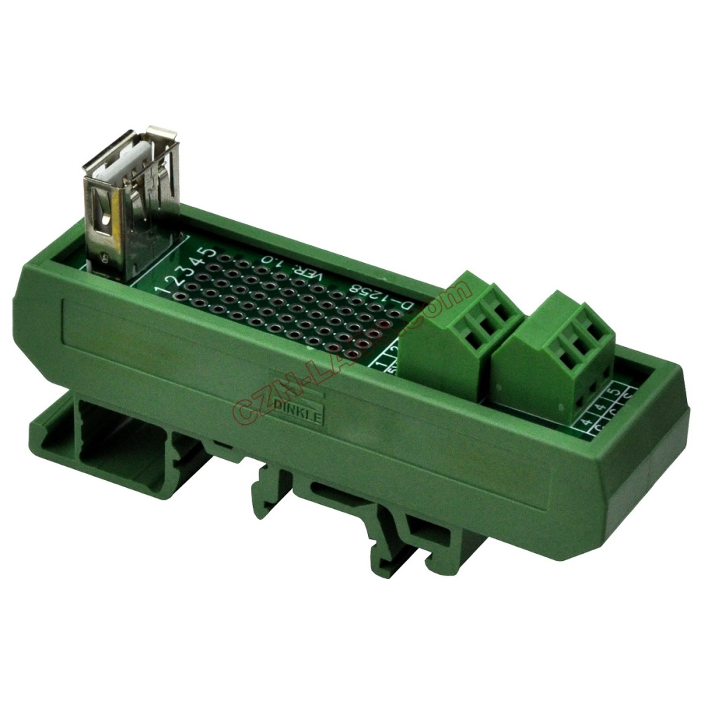 Slim DIN Rail Mount USB Type A Female Vertical Jack Breakout Board ...