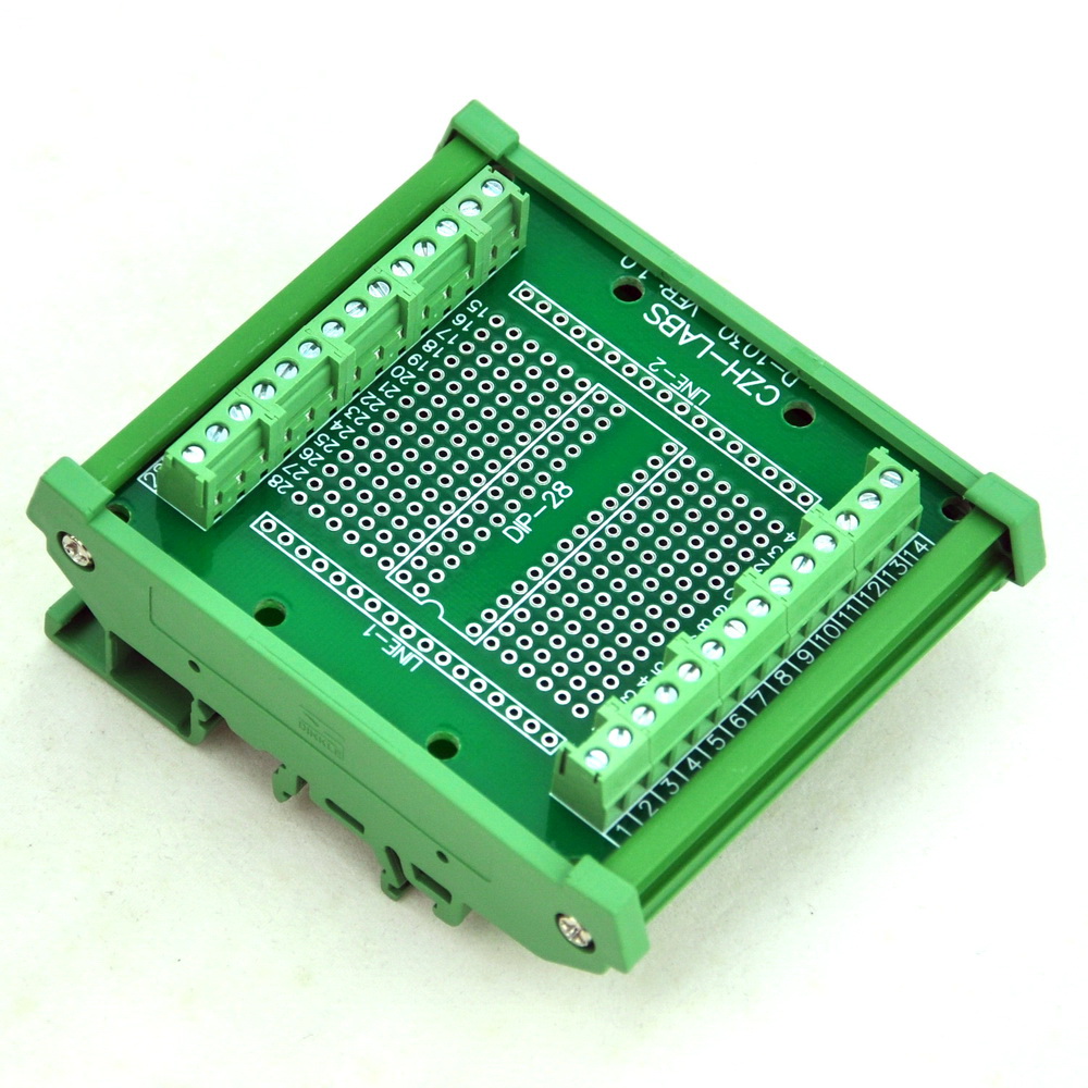 CZH-LABS DIP-28 Component to Screw Terminal Adapter Board, w/HQ DIN ...