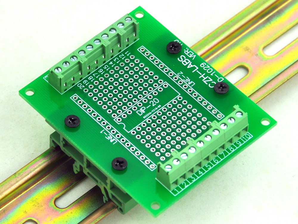 CZH-LABS DIP-20 Component to Screw Terminal Adapter PCB, w/Simple DIN ...