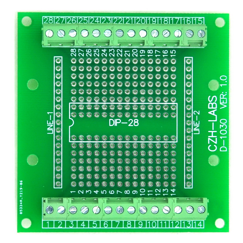 CZH-LABS DIP-28 Component to Screw Terminal Block Adapter Board, DIP28 ...