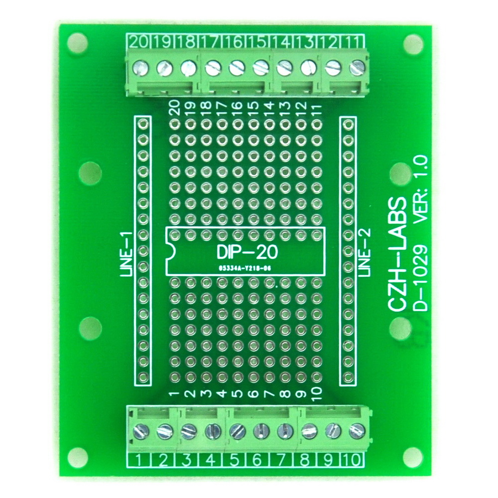 CZH-LABS DIP-20 Component to Screw Terminal Block Adapter Board, DIP20 ...