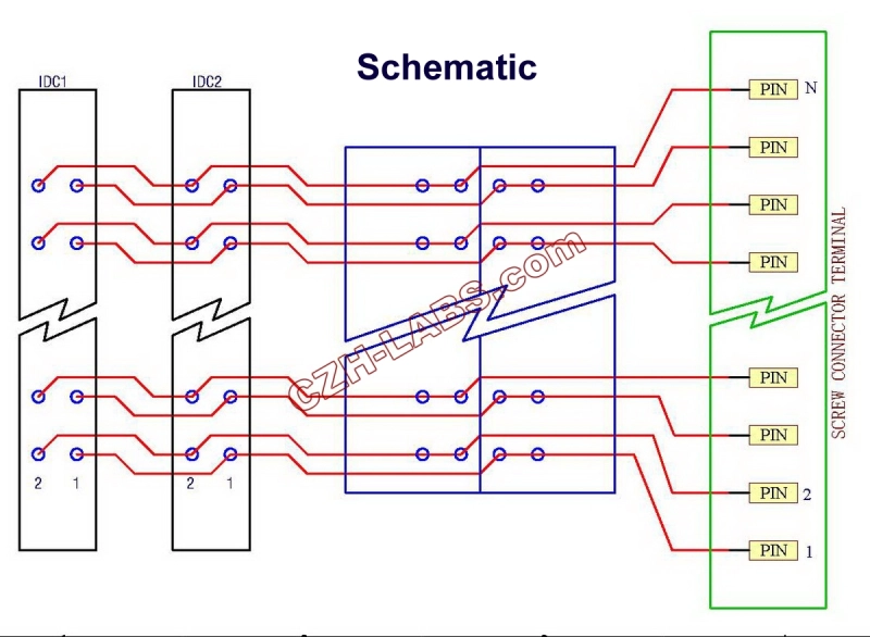 CZH-LABS DIN Rail Mount Dual IDC50 Pitch 2.54mm Male Header Interface ...