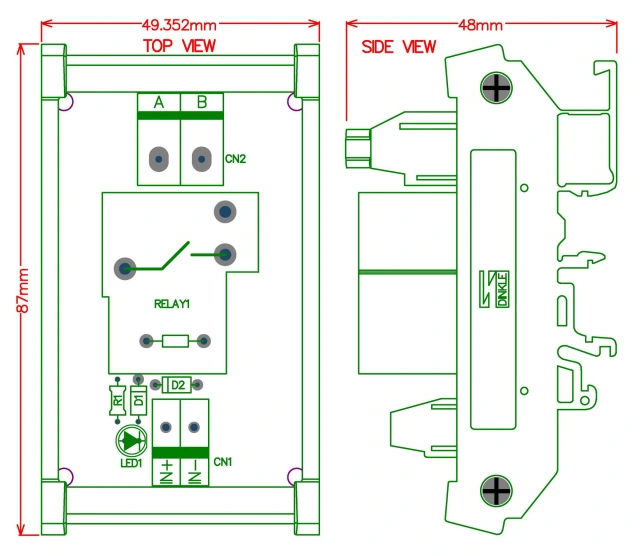 CZH-Labs DIN Rail Mount 24V Passive SPST-NO 30Amp Power Relay Module ...