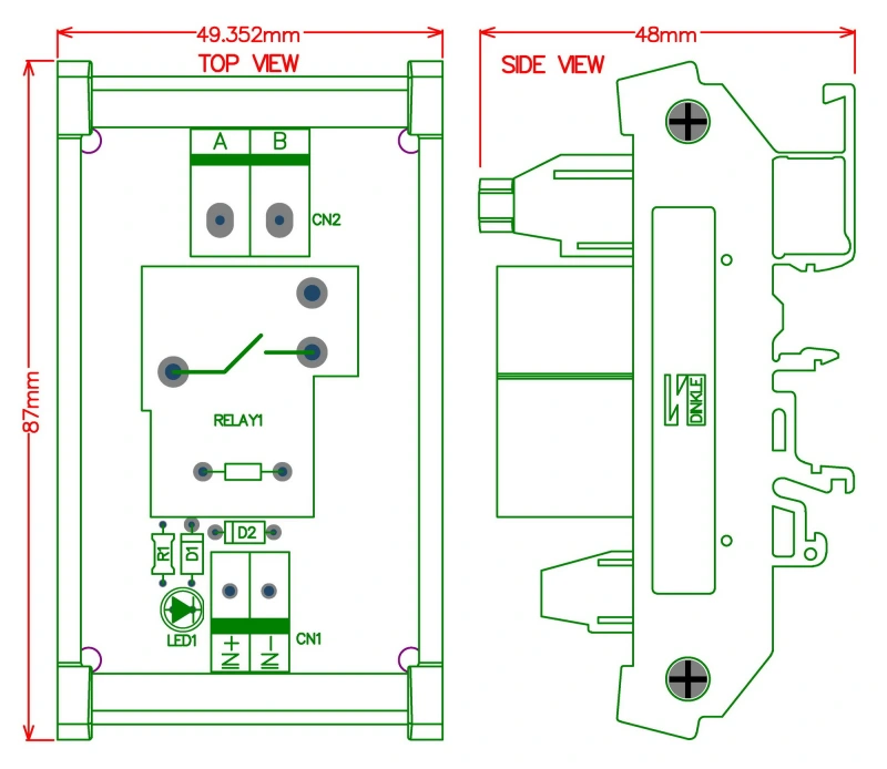 CZH-Labs DIN Rail Mount 24V Passive SPST-NO 30Amp Power Relay Module ...