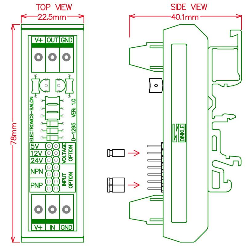 Slim DIN Rail Mount NPN to PNP / PNP to NPN Sensor Logic Signal ...