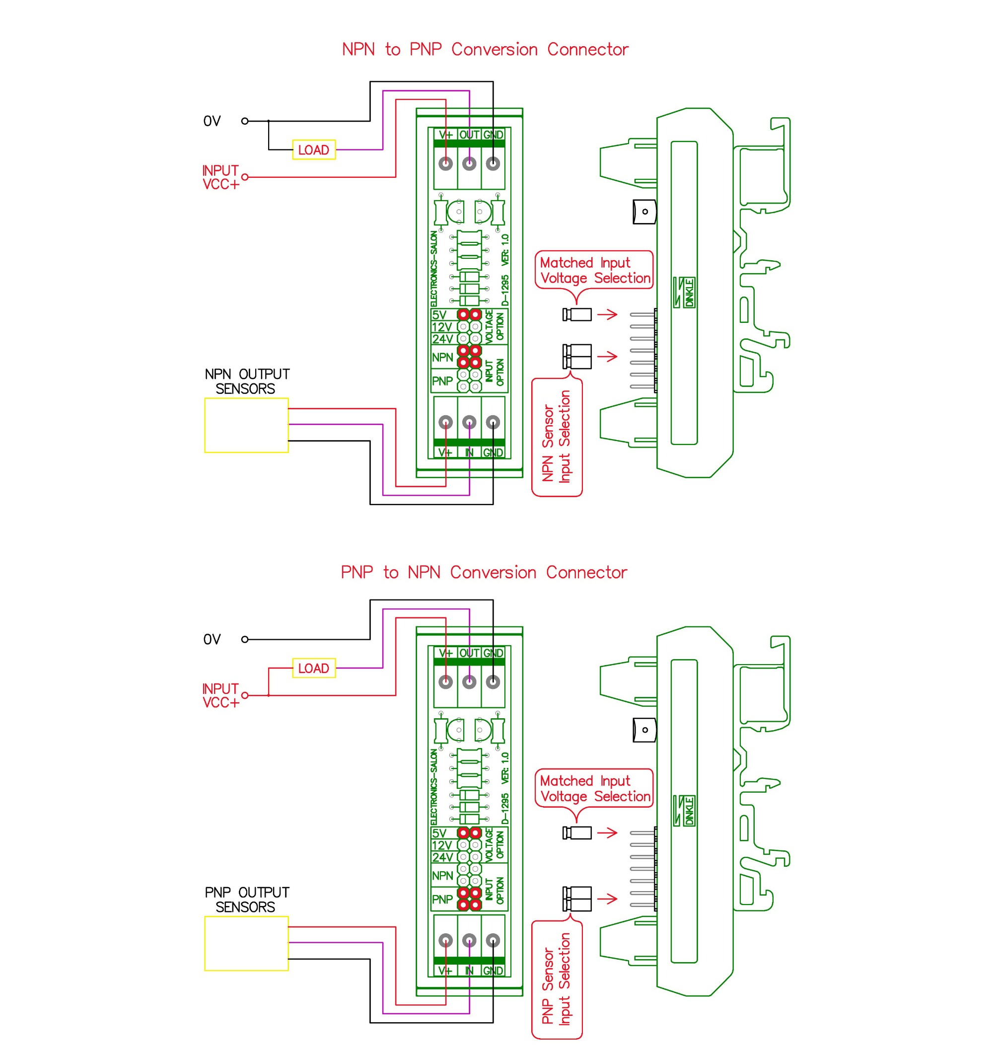 Slim DIN Rail Mount NPN to PNP / PNP to NPN Sensor Logic Signal ...