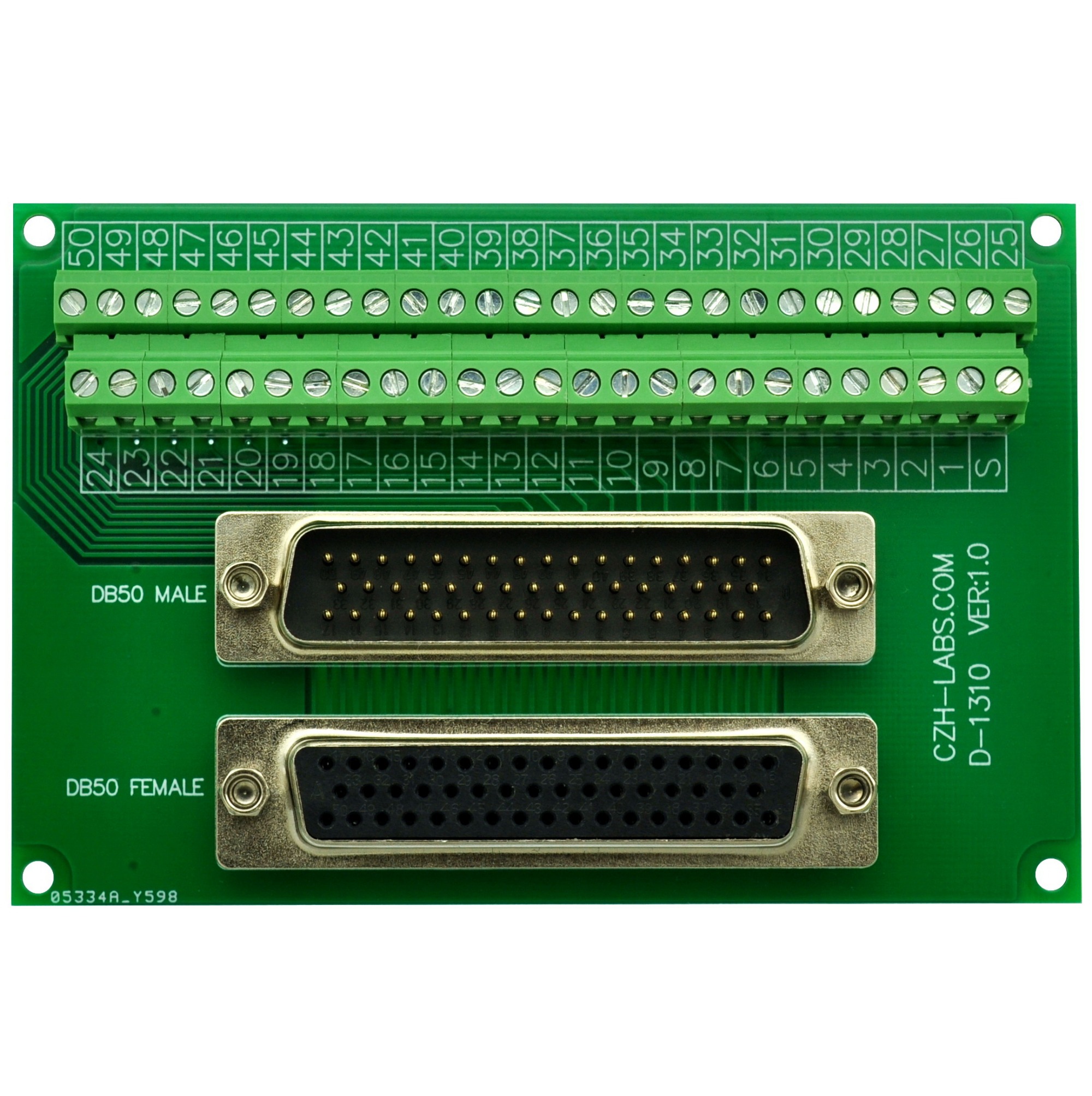 CZH-LABS DSUB DB50 Male/Female Header Breakout Board, D-SUB Breakout ...