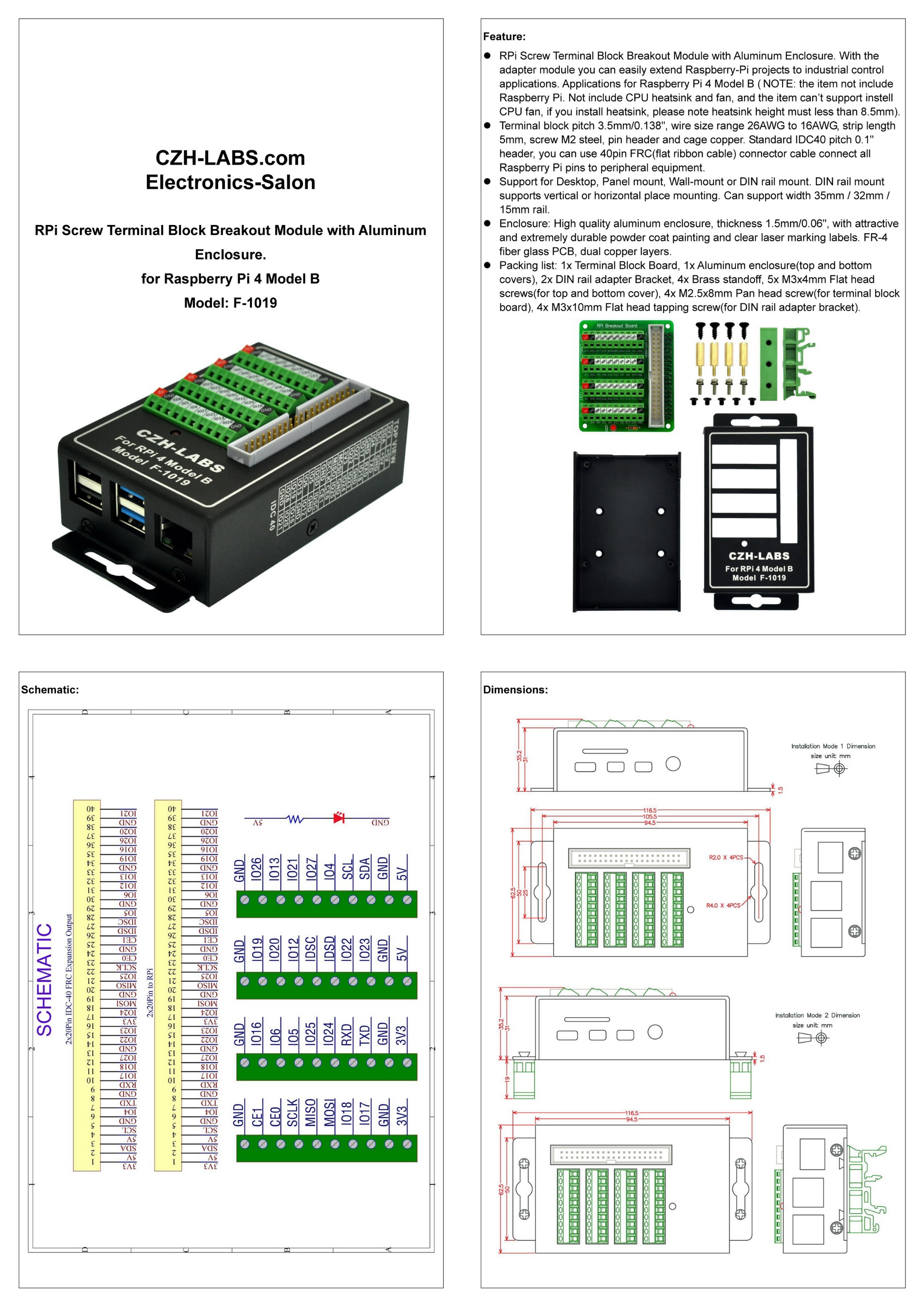 RPi Screw Terminal Block Breakout Module with Aluminum Enclosure. for ...