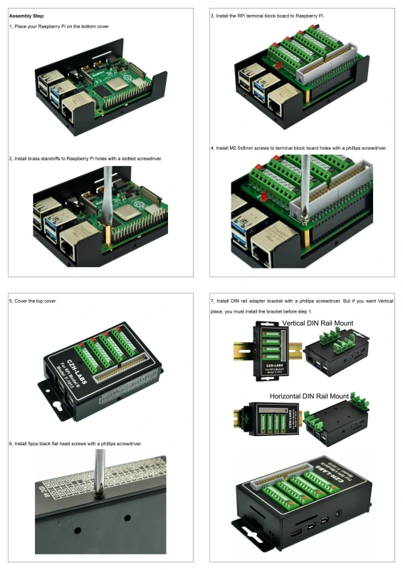 Rpi Screw Terminal Block Breakout Module With Aluminum Enclosure For Raspberry Pi 4 Model B