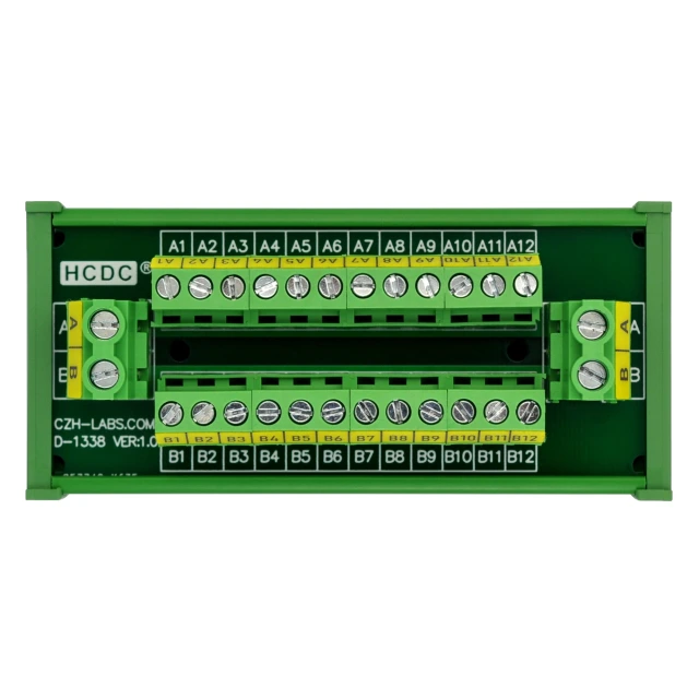 HCDC DIN Rail Mount 30Amp/300V 2x12 Position Screw Terminal Block ...