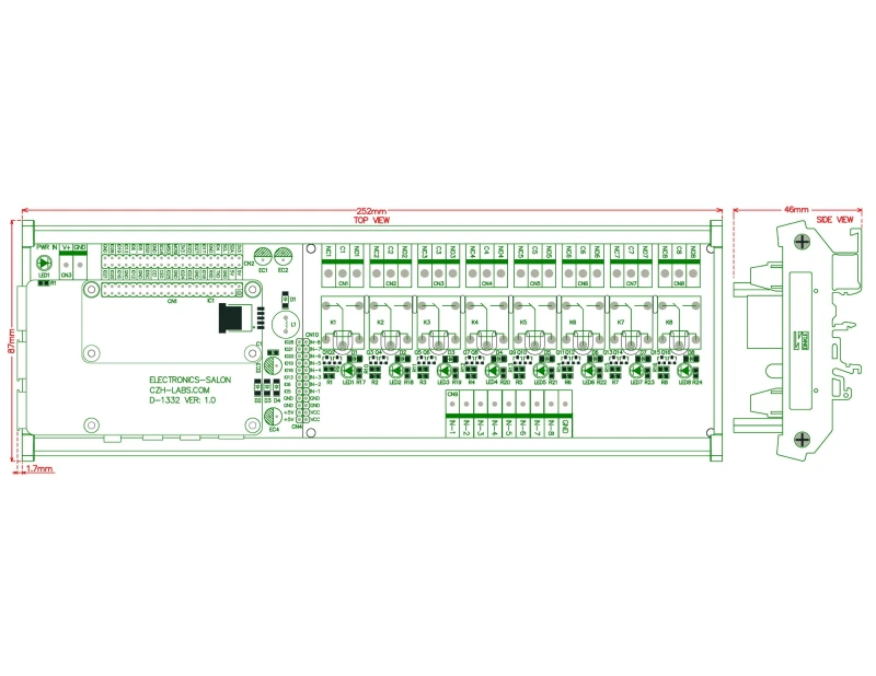 DIN Rail Mount 8 SPDT IoT Power Relay Module for Raspberry Pi