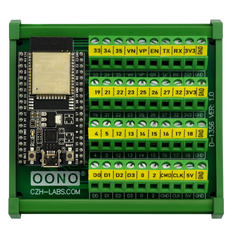 DIN Rail Mount Screw Terminal Block Breakout Module Board for ESP32-DevKitC