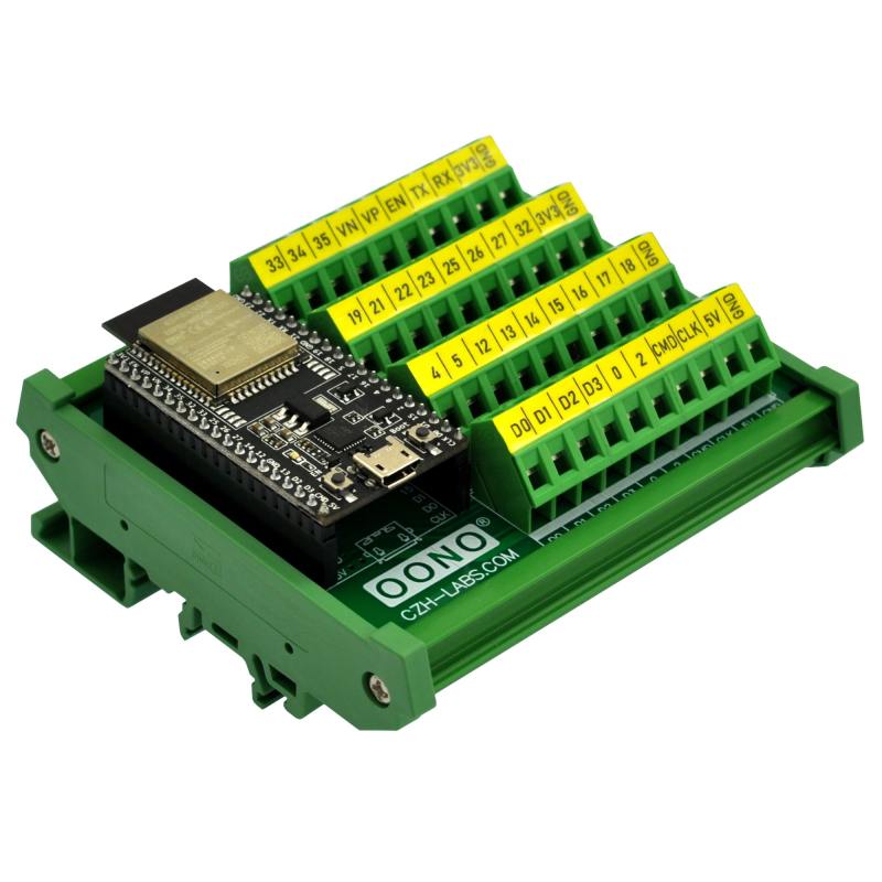 DIN Rail Mount Screw Terminal Block Breakout Module Board for ESP32-DevKitC