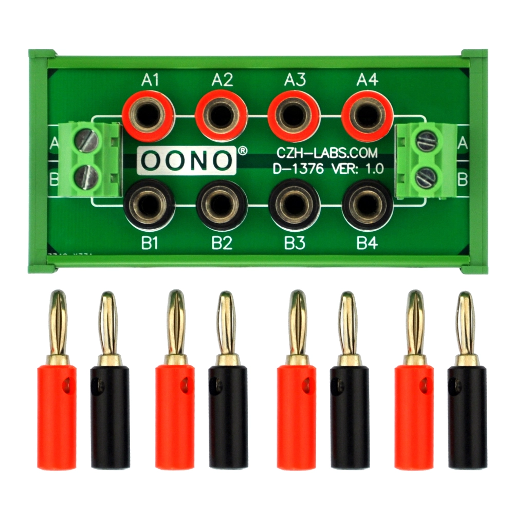DIN Rail Mount 2 x 4 Position Banana Jack Distribution Module, DC Power ...