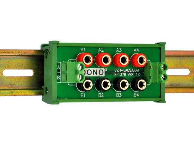 DIN Rail Mount 2 x 4 Position Banana Jack Distribution Module, DC Power ...