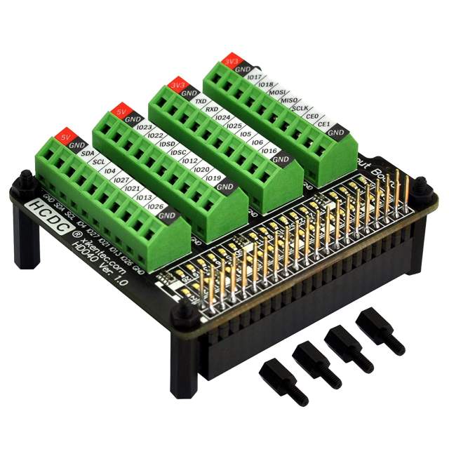HCDC RPi GPIO Status LED & Terminal Block Breakout Board HAT for Raspberry Pi A+ 3A+ B+ 2B 3B 3B+ 4B