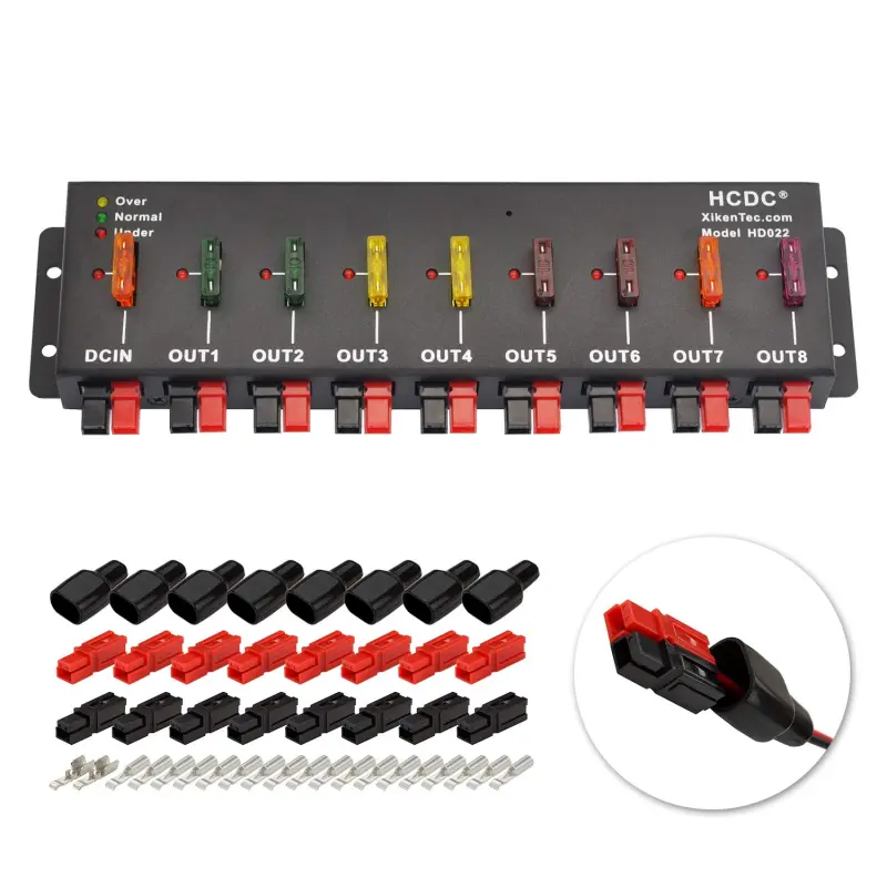 HCDC 1 in 8 Out 40A Connector DC Power Splitter Distributor Source ...