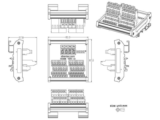 DIN Rail Mount 2x12 Position 40A 250V Screw Terminal Block Distribution ...