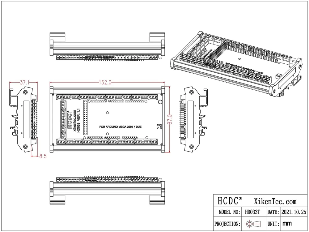 DIN Rail Mount Pinout Breakout Terminal Block Module for Arduino MEGA ...