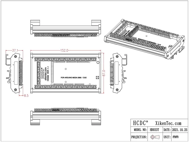 DIN Rail Mount Pinout Breakout Terminal Block Module for Arduino MEGA ...