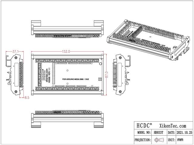 DIN Rail Mount Pinout Breakout Terminal Block Module for Arduino MEGA ...