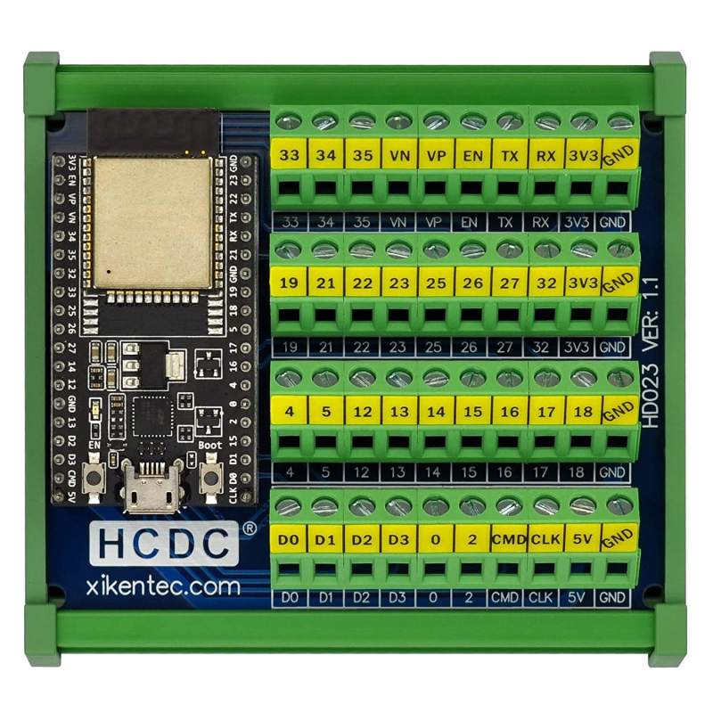 DIN Rail Mount Screw Terminal Block Breakout Module Board for ESP32-DevKitC