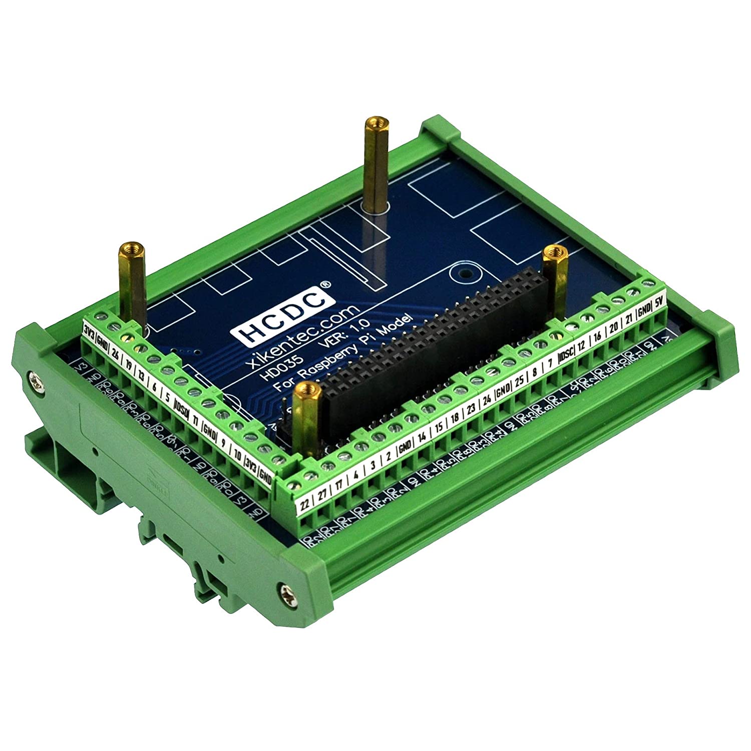 DIN Rail Mount Pinout Breakout Terminal Block Module for Raspberry Pi ...