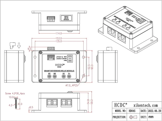 DC12V 80 Amp Forward and Reverse Relay Module for Motor/Linear Actuator ...