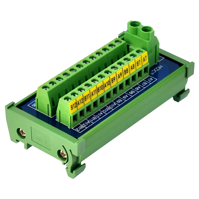 DIN Rail Mount 30Amp 48V 2x12 Position Screw Terminal Block ...
