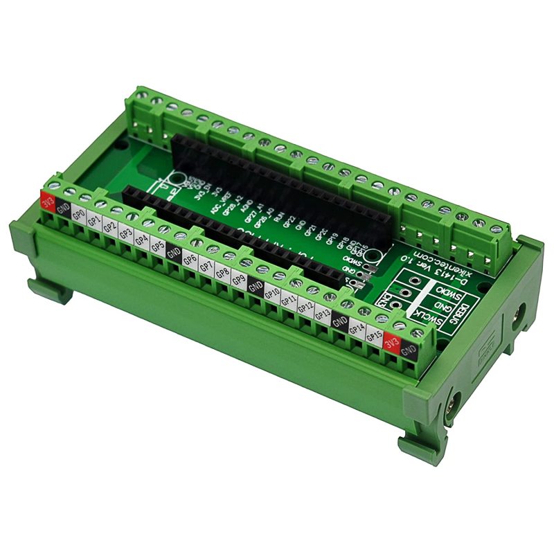 Terminal Block Breakout Module for Raspberry Pi Pico (DIN Rail Mount)