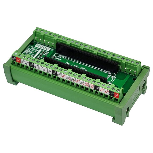 Terminal Block Breakout Module for Raspberry Pi Pico (DIN Rail Mount)