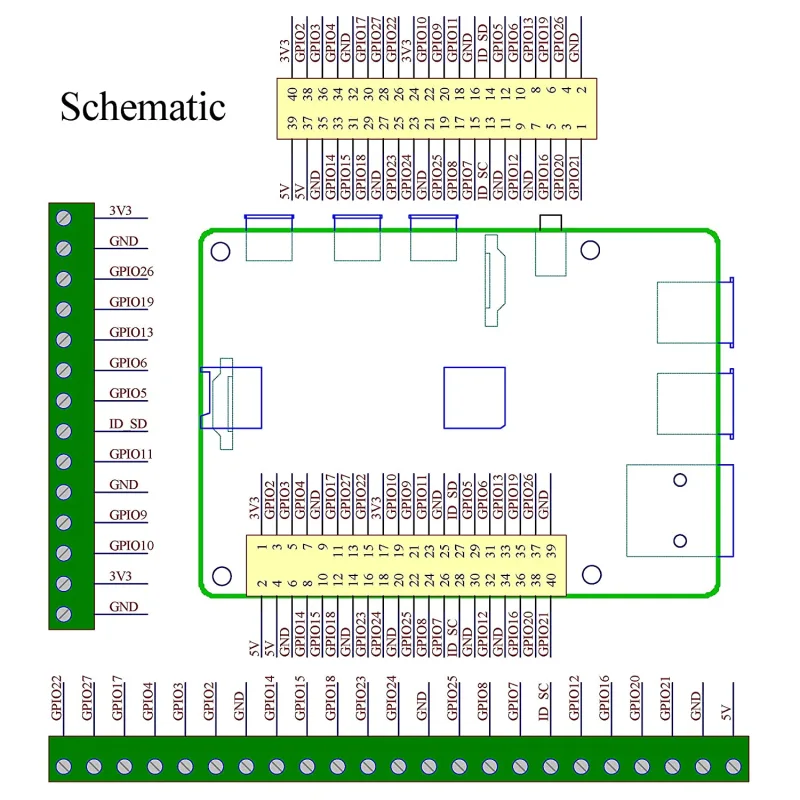 DIN Rail Mount Pinout Breakout Terminal Block Module for Raspberry Pi ...