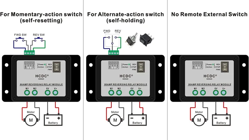 DC24V 80 Amp Forward and Reverse Relay Module for Motor/Linear Actuator ...