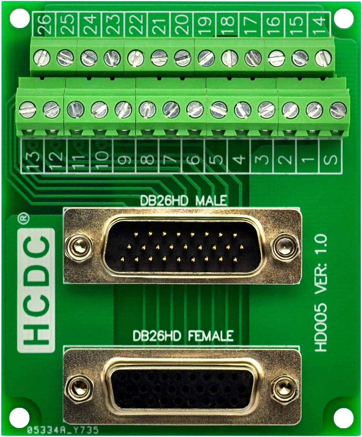 D-SUB Male-Female Breakout Board Terminal Block Interface Module (DB26HD)