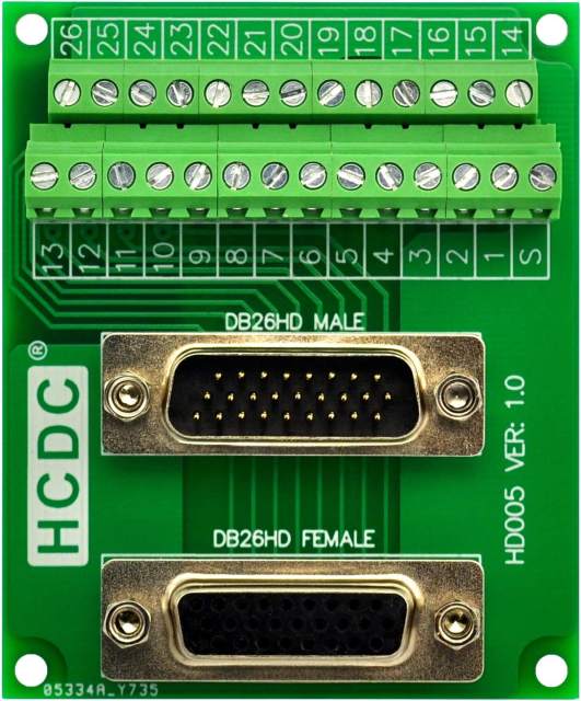 D-SUB Male-Female Breakout Board Terminal Block Interface Module (DB26HD)