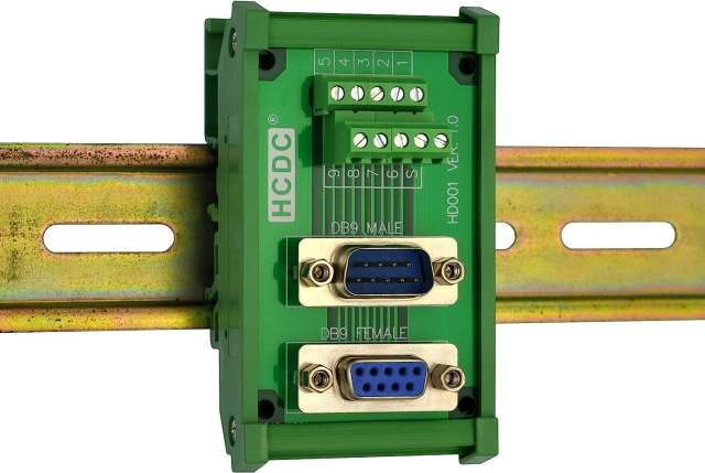 DIN Rail Mount D-SUB Male-Female Interface Module Terminal Block Breakout Board (DB9)