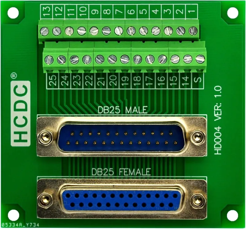 D-SUB Male-Female Breakout Board Terminal Block Interface Module (DB25)