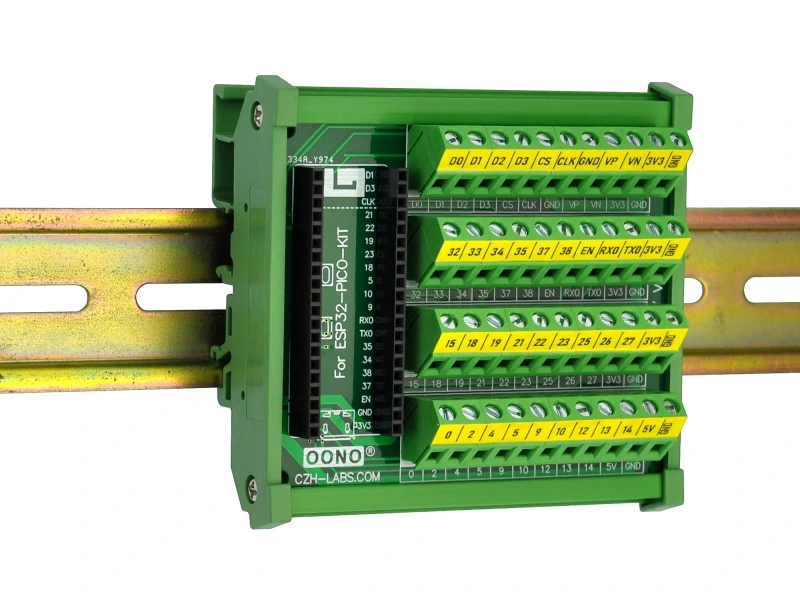 DIN Rail Mount Screw Terminal Block Breakout Module Board for ESP32-PICO-KIT
