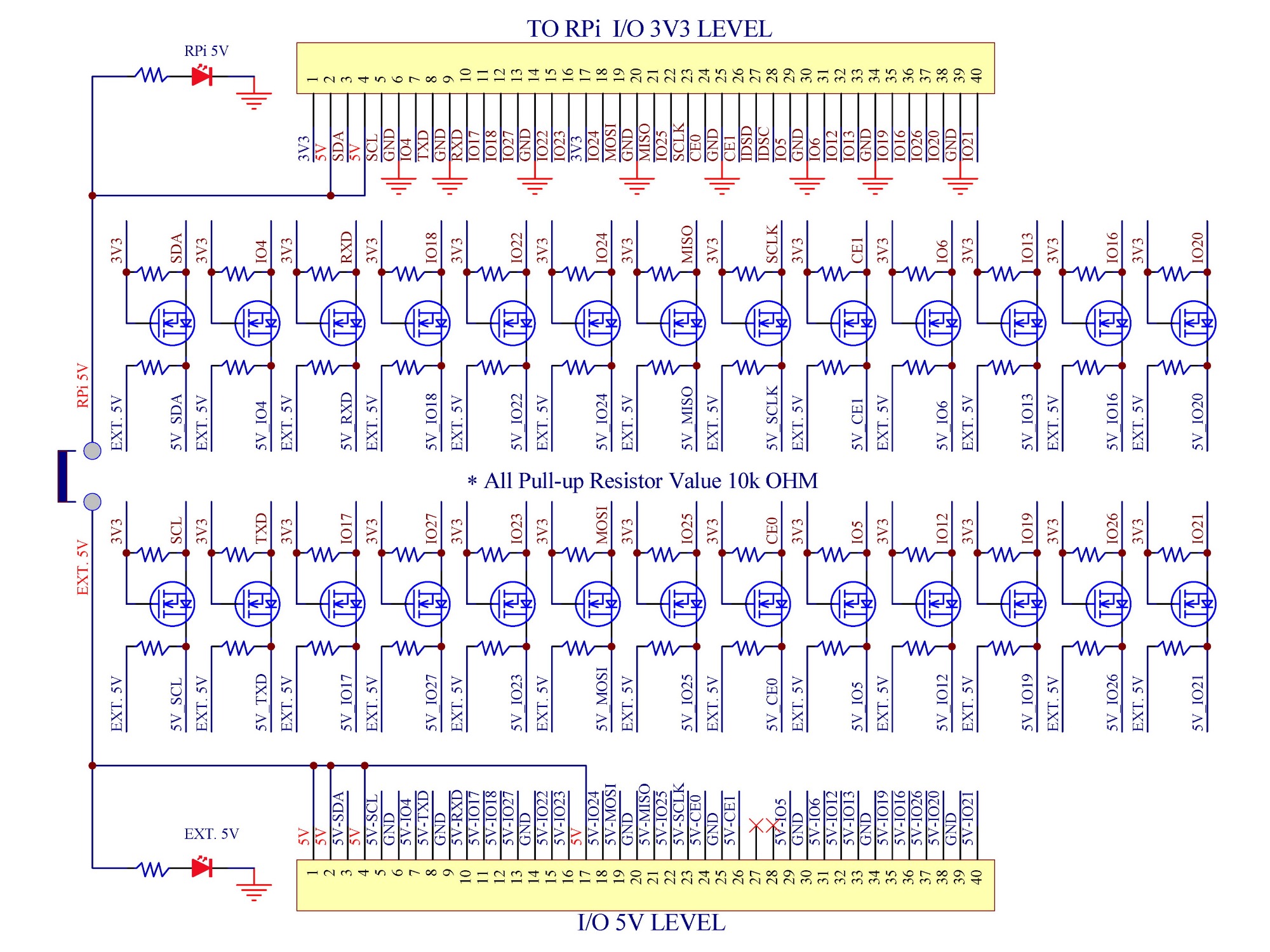 RPi 3.3V to 5V 26 I/O Bidirectional Voltage-Level Shifter Module for ...