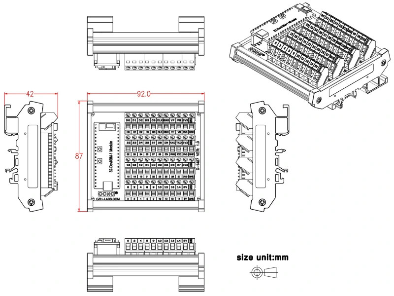 DIN Rail Mount Screw Terminal Block Breakout Module Board for ESP32 ...
