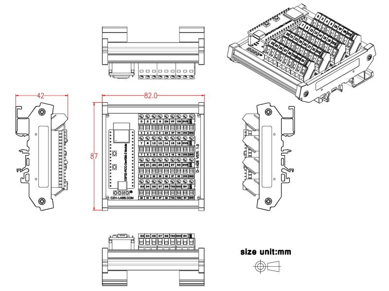 DIN Rail Mount Screw Terminal Block Breakout Module Board for ESP32 ...