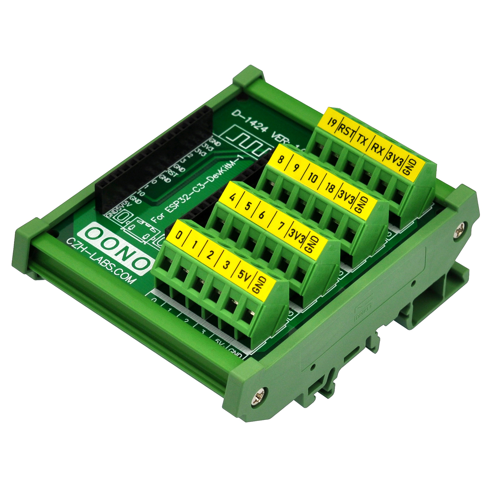DIN Rail Mount Screw Terminal Block Breakout Module Board for ESP32-C3 ...