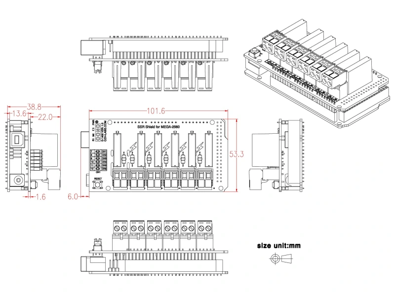 Solid State Relay SSR Board for Arduino Mega-2560 Due