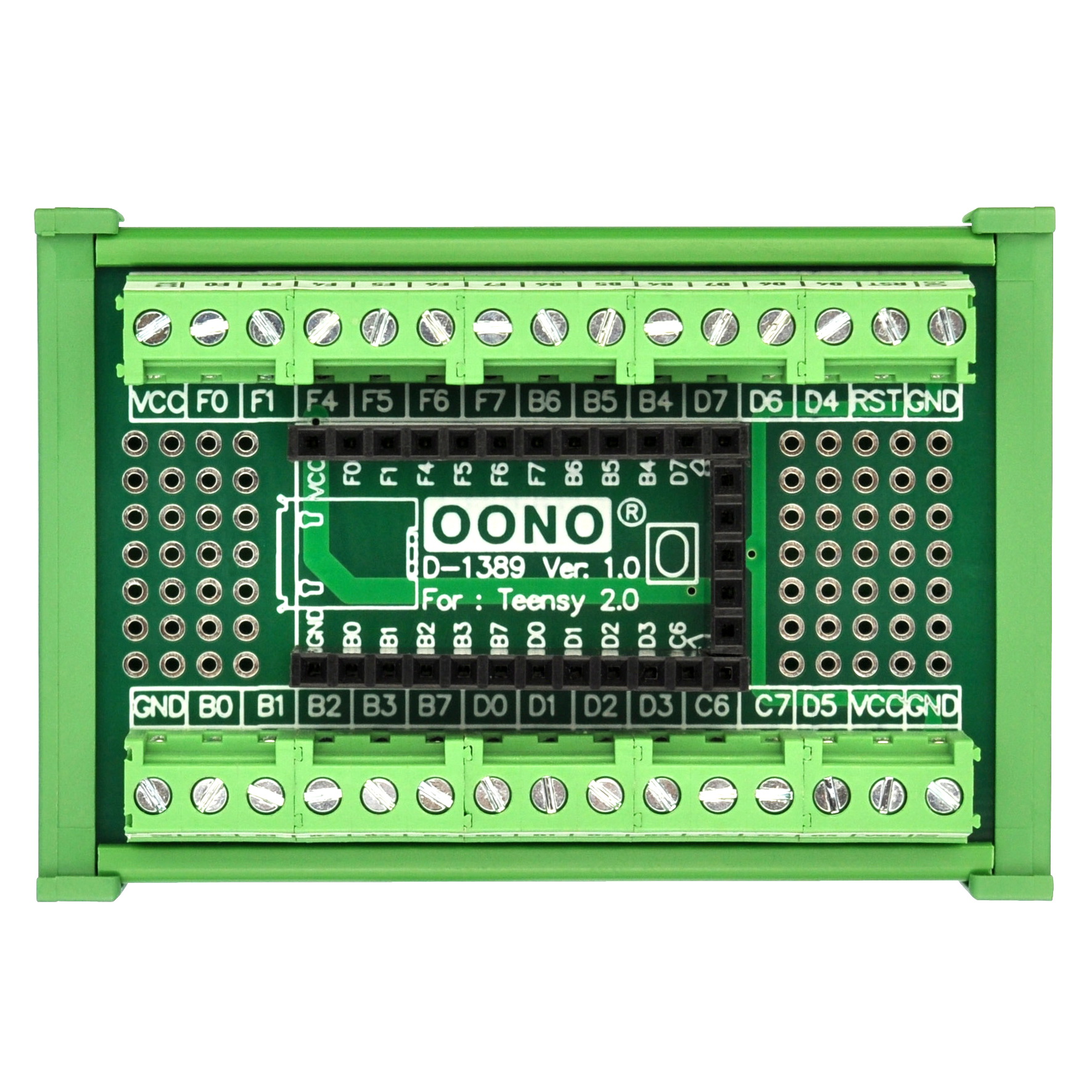 Terminal Block Breakout Board Module for Teensy 2.0, DIN Rail Mount Version