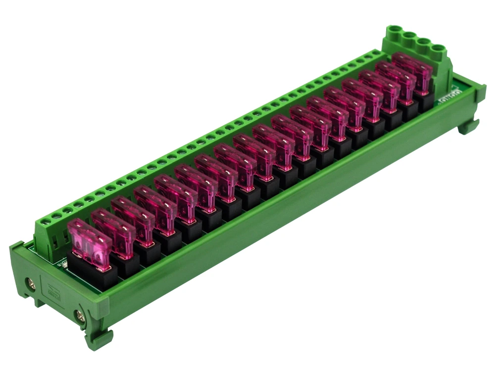 DIN Rail Mount 18 Position DC Power Fuse Distribution Strip Module