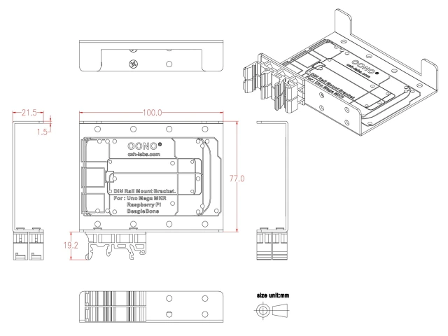 Din Rail Mount Bracket For Raspberry Pi Arduino Uno Mega Mkr Beaglebone